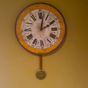 Timeworks | Wall Decor | Beautiful Blue Gold Wall Clock With Pendulum ...